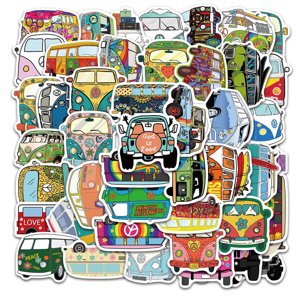 Mukay 50Pcs Bus Cool Stickers Pack, Waterproof Cute Cool Teens Funny ...