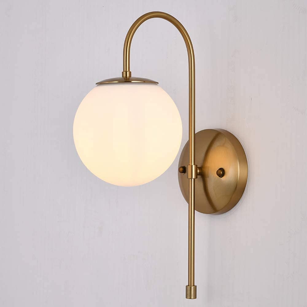 Mukeriya LED Frosted Glass Globe Shade Wall Sconce Gold60Watts ...
