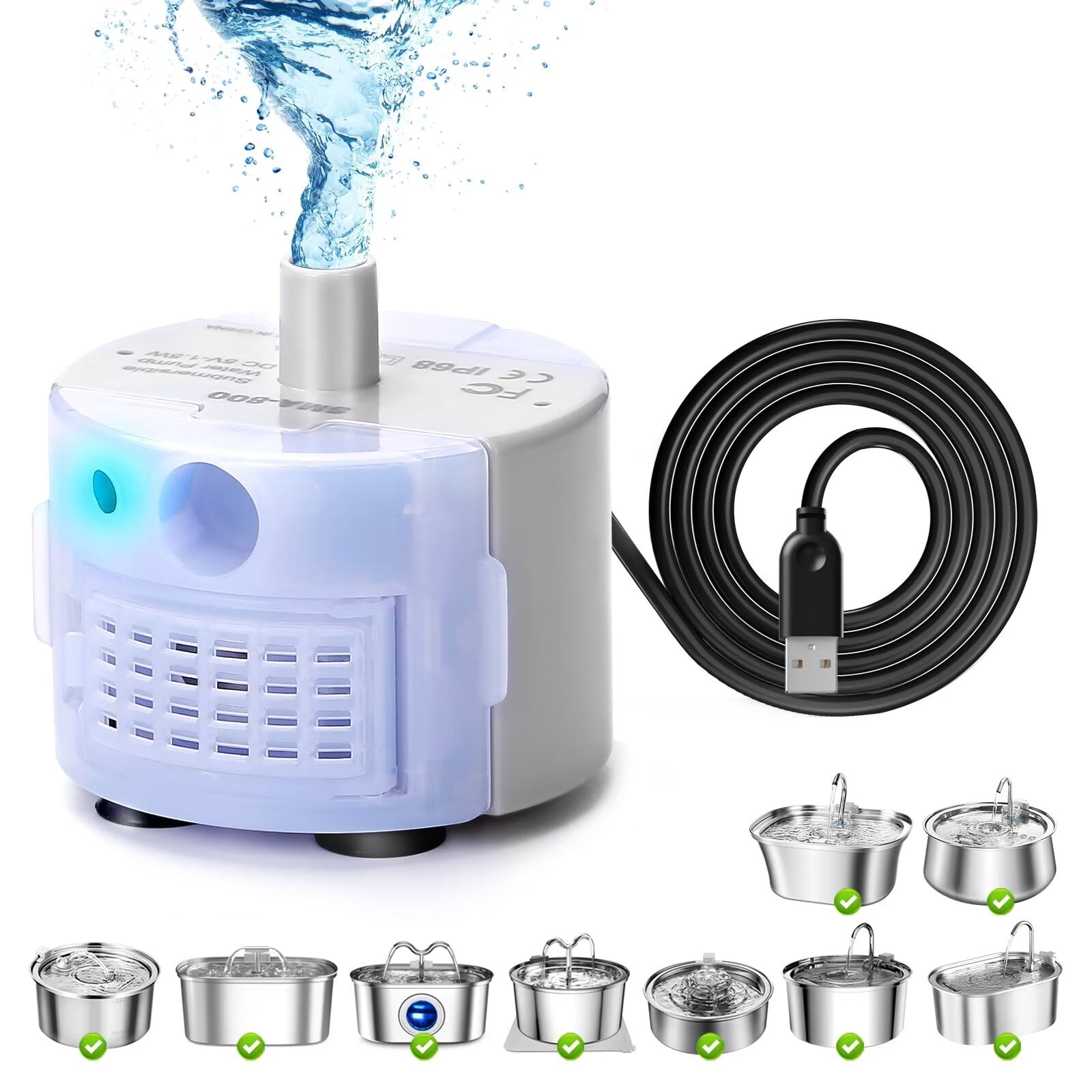 Mukkela Water Fountain Pump for Stainless Steel Pet Water Dispenser ...