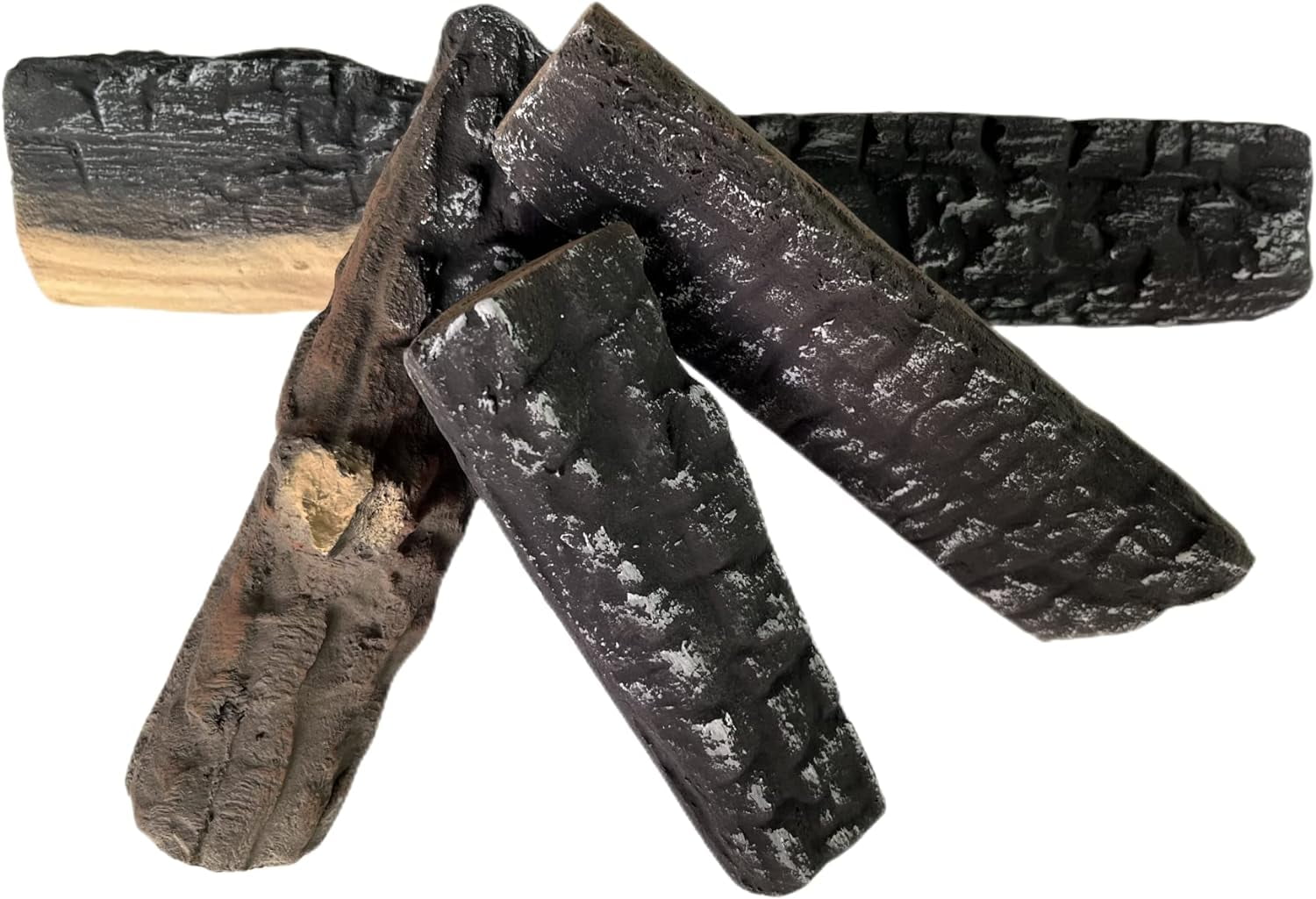 Mukmlon 4-Piece Ceramic Gas Log Set, Realistic, Clean Burning, 7.87-12. ...