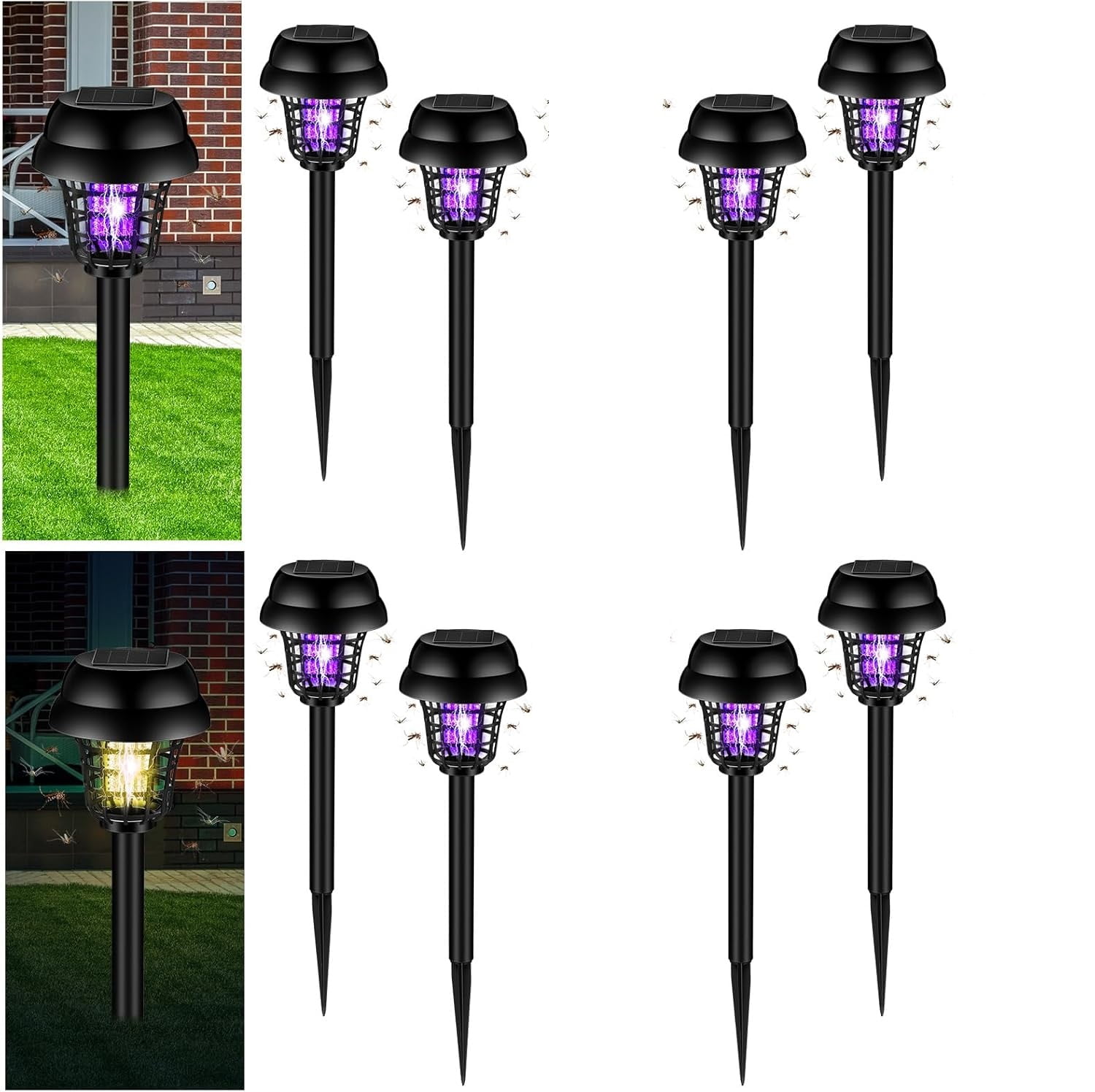 Mukola 8Pcs Solar Bug Zapper Outdoor Waterproof Solar Mosquito Zapper ...