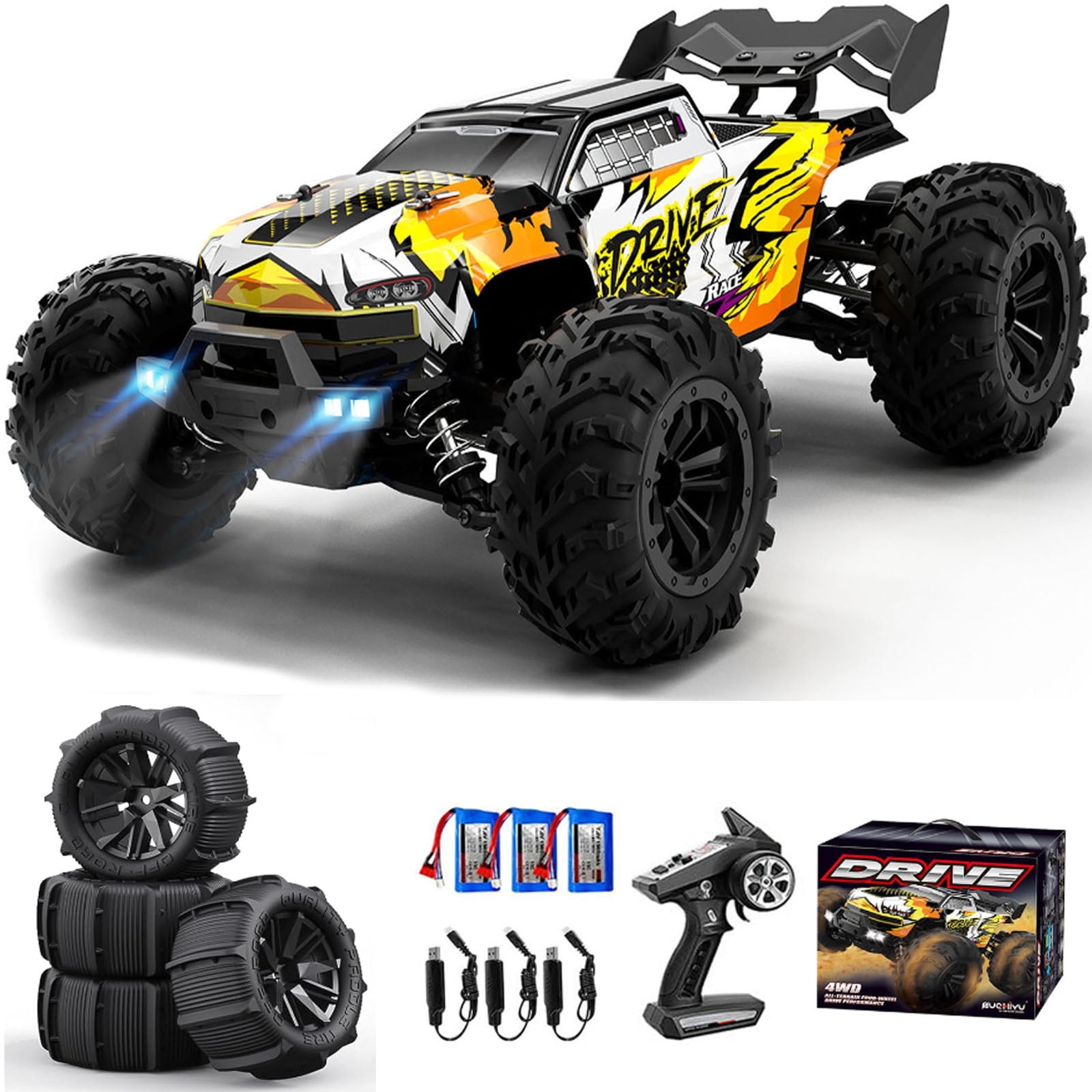 Mukola High Speed Brushless RC Car, 4WD, 1:16 Offroad Monster Truck, 60 ...