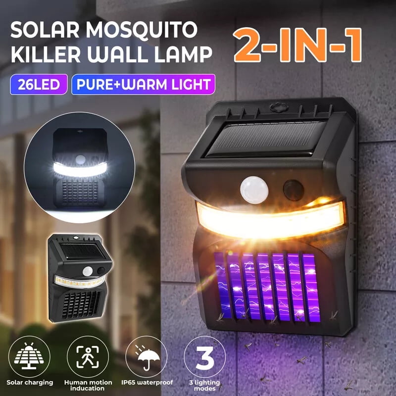 Mukola Solar Bug Zapper Outdoor,2 in 1 Mosquito Zapper Black Electric ...