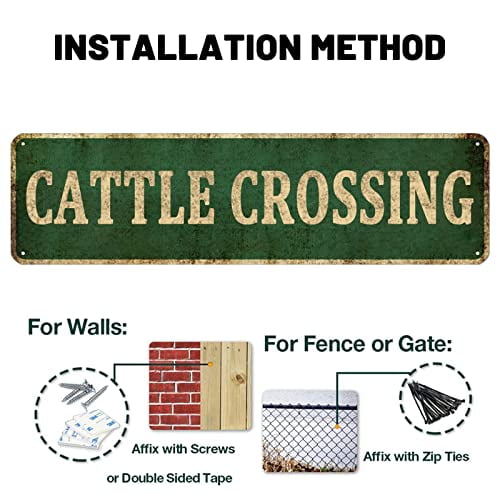 Mukuko Cattle Crossing Sign, Vintage Retro Decor Cow Ranch Signs ...