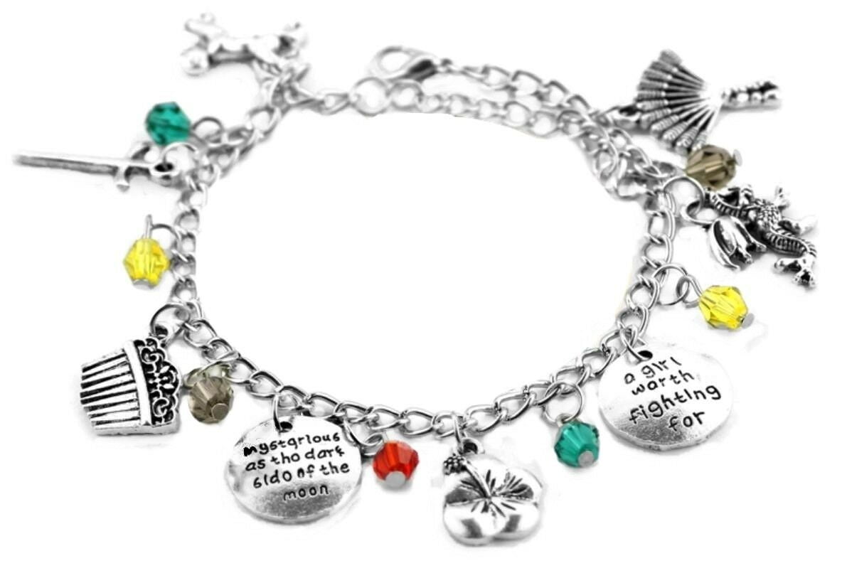 Mulan 8 Themed Charms Silvertone Metal Charm Bracelet - Walmart.com