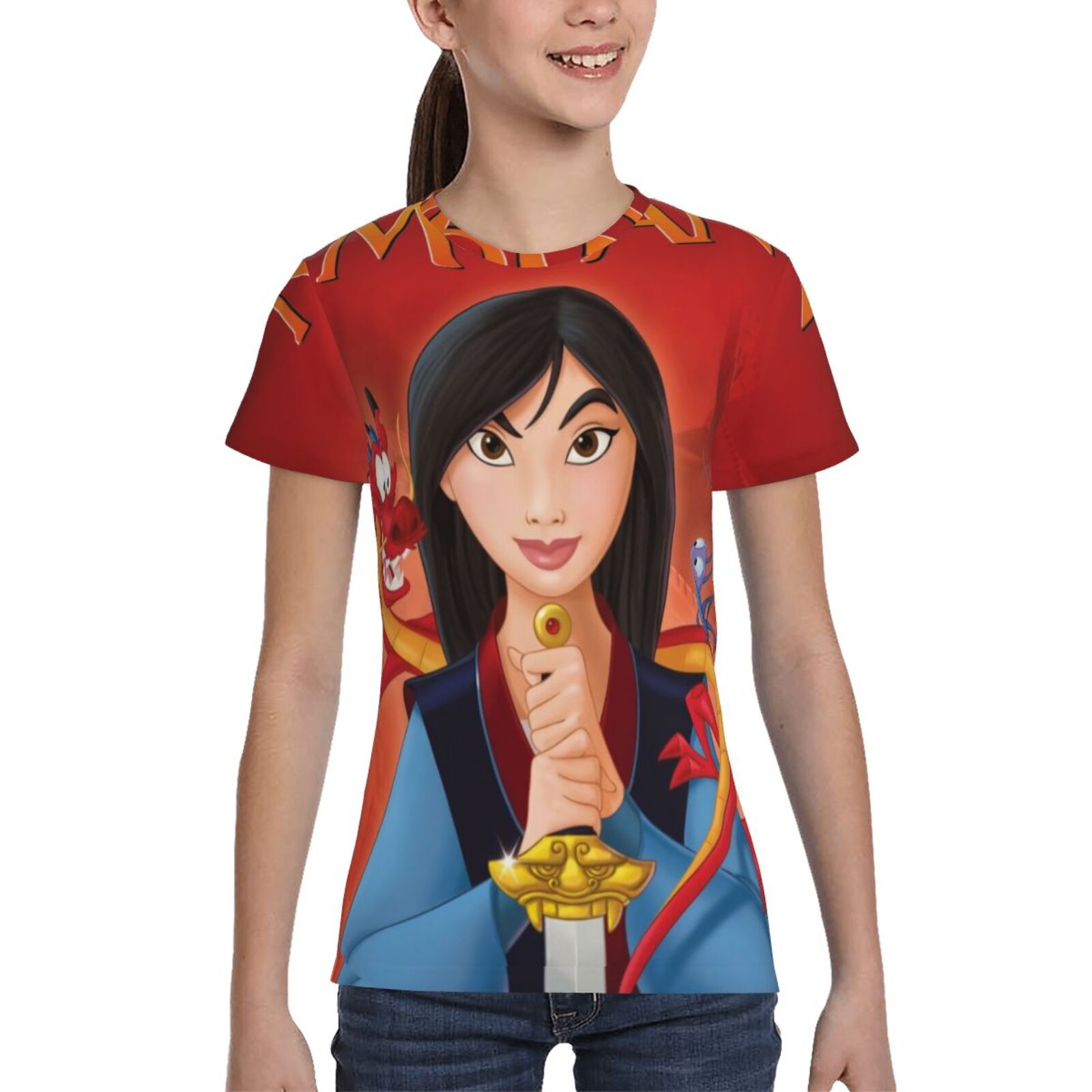 Mulan Anime Half Girl Half Warrior Graphic Shirts for Girls,Girls and ...