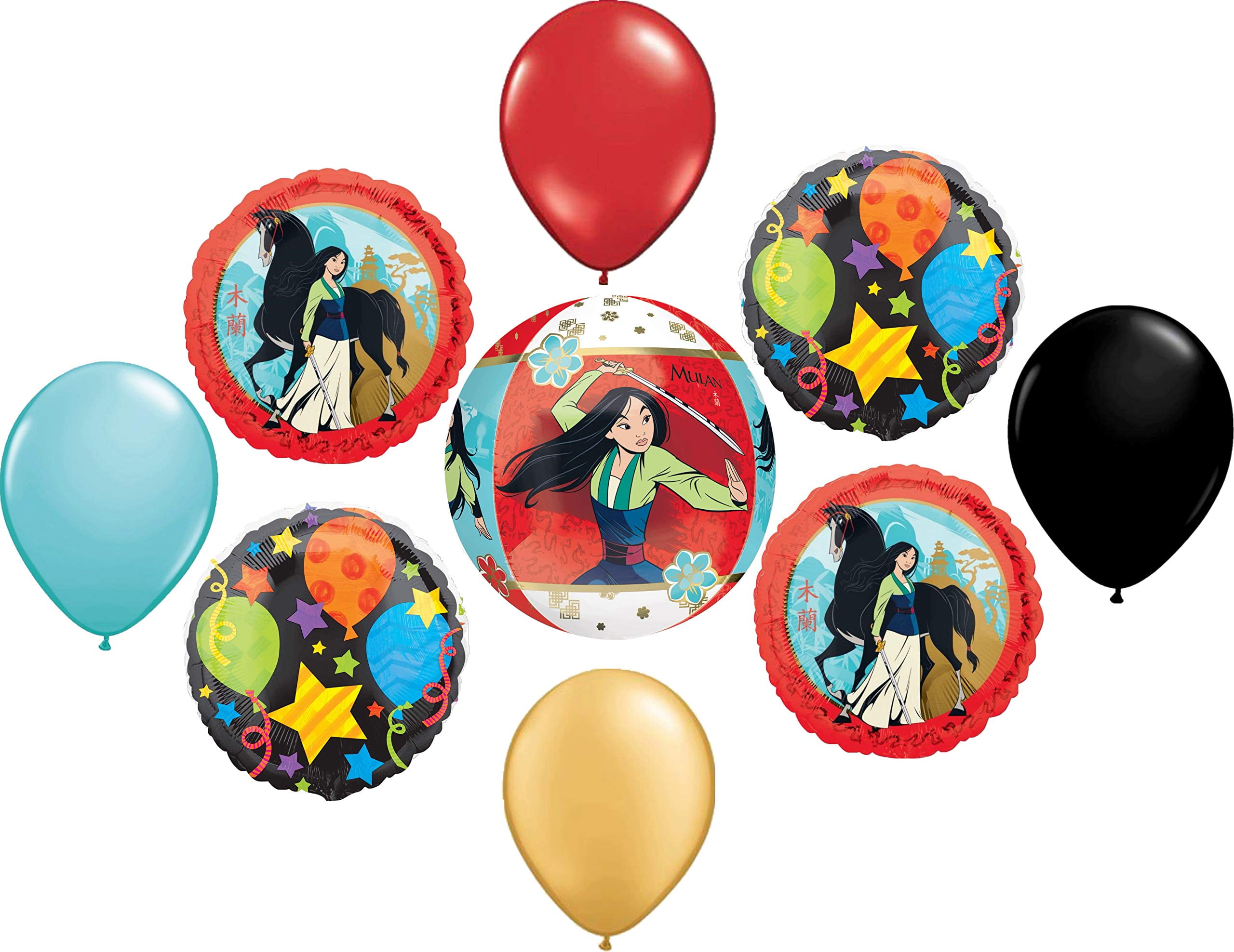 Mulan Orbz 4 Panel Birthday Balloon Bouquet Party Supplies Decoration ...