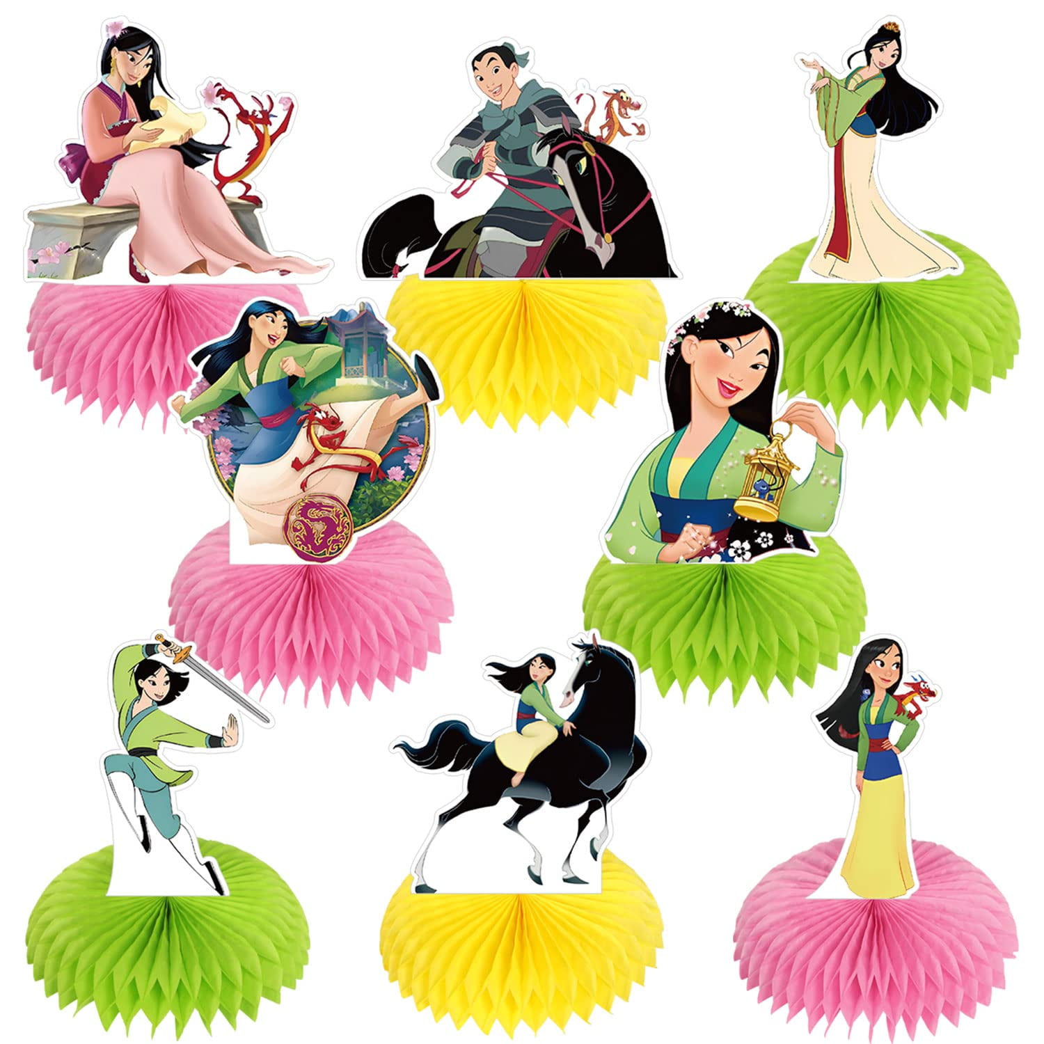 Mulan Party Decorations Honeycomb Centerpiece, 8 Pieces Mulan Princess ...