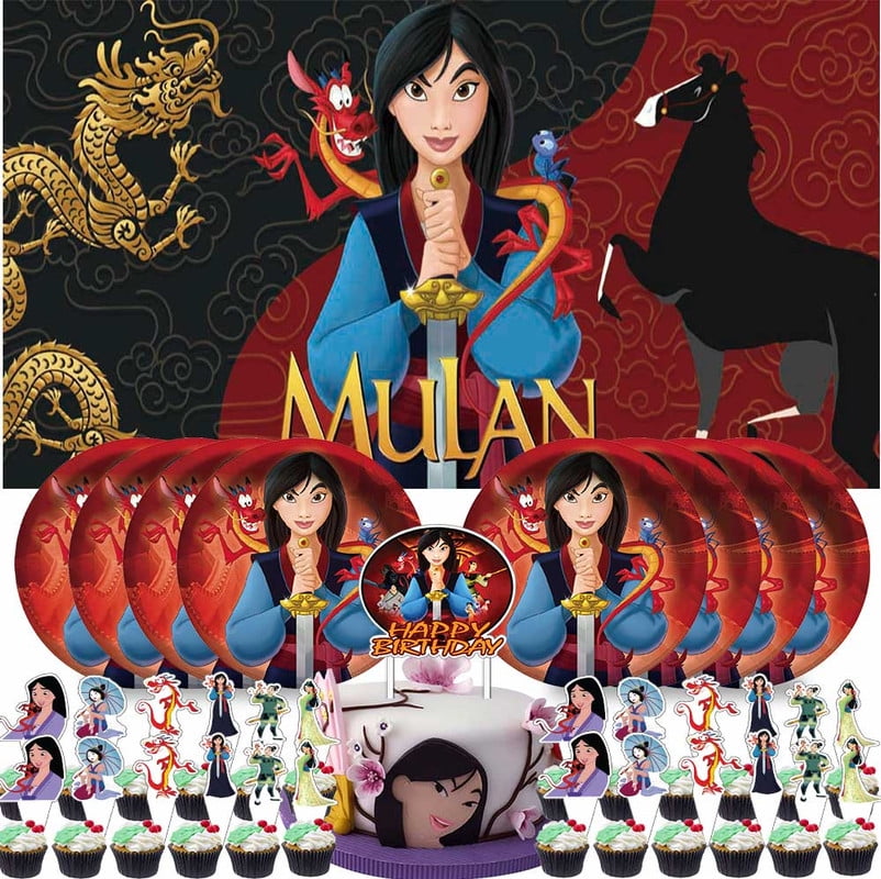 Mulan Princess Party Supplies Birthday Decorations Plates Banner Kids ...