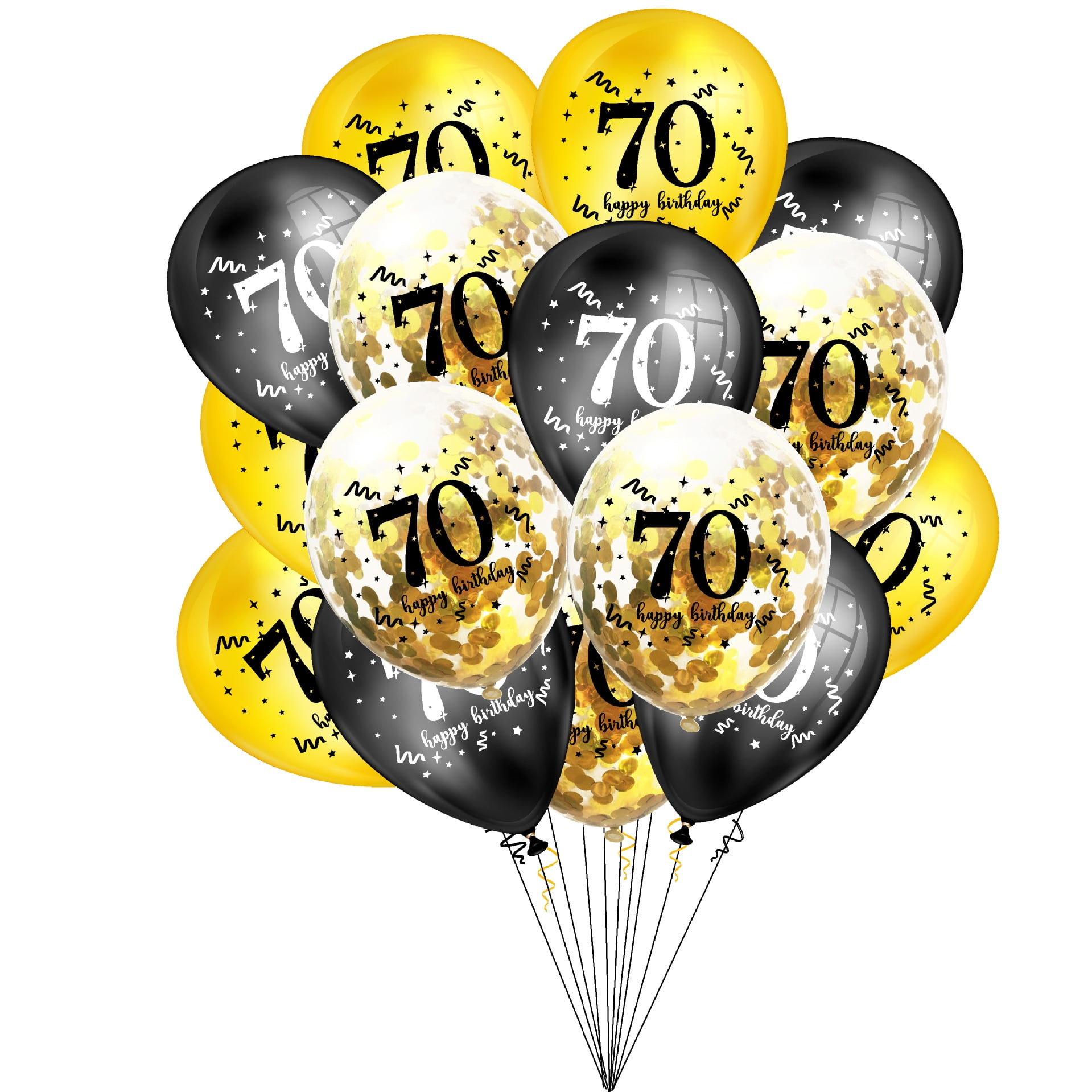 Mulanimo 15Pcs 30th 40th 50th 60th 70th 80th Year Old Latex Balloon Confetti Balloon Set ...