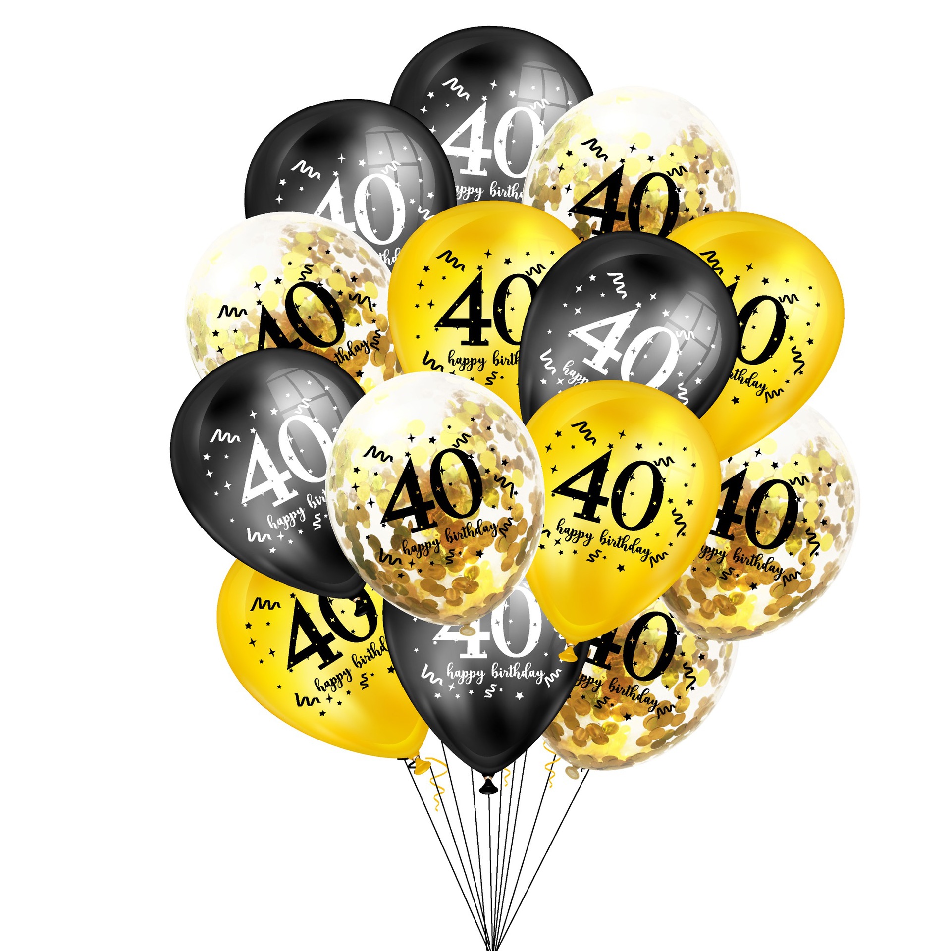 Mulanimo 15Pcs 30th 40th 50th 60th 70th 80th Year Old Latex Balloon Confetti Balloon Set ...