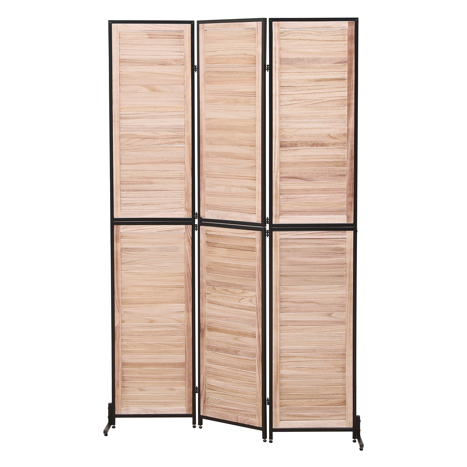 Mulanimo 3 Panel Room Divider Privacy Screen Privacy Wall Divider Folding Wood Screen for Home ...