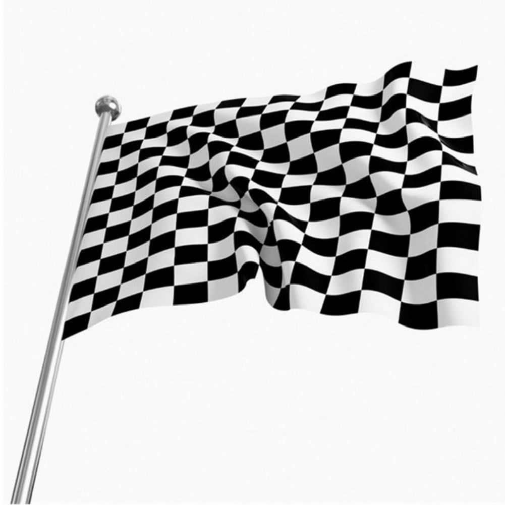 Mulanimo 3ft*5ft Racing Checkered Flag Bright Color Fadeless Polyester Fabric Flag with Flagpole ...
