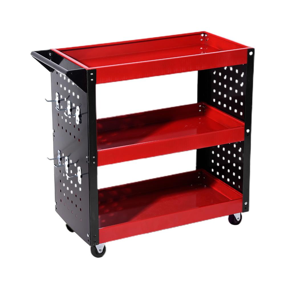 Mulaxen 3 Shelf Heavy Duty Utility Cart, 28" x 28" x 14", Rolling Work ...