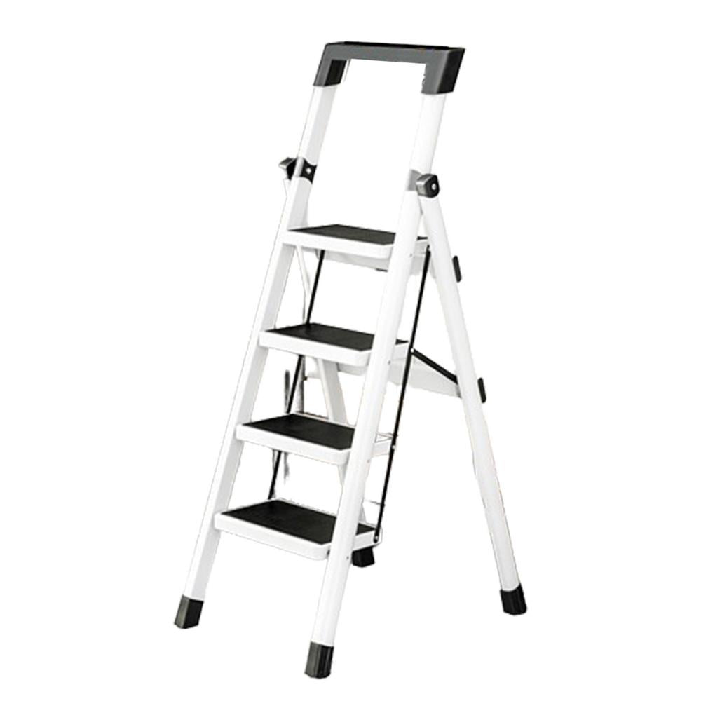 Mulaxen 4 White Step Ladder , Folding Step Stool, Heavy-Duty Sturdy ...