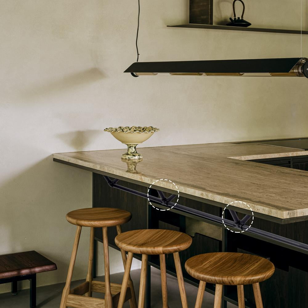 Mulaxen 5 Sections 128 Inch Table Shelf Brackets,Pipe Bar Foot Rail ...