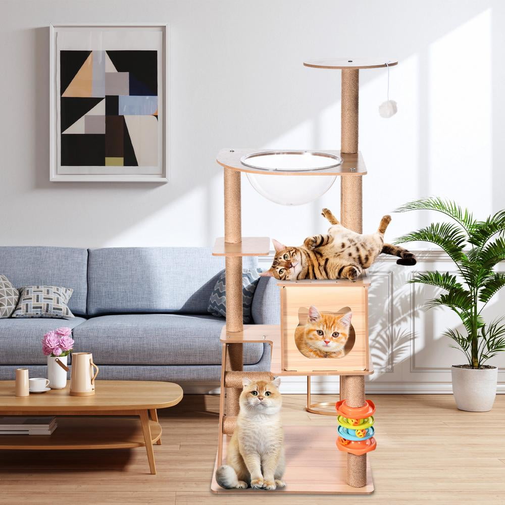 Mulaxen Cat Scratching Post Tree | Clear Hammock Cat Activity Trees 51 ...