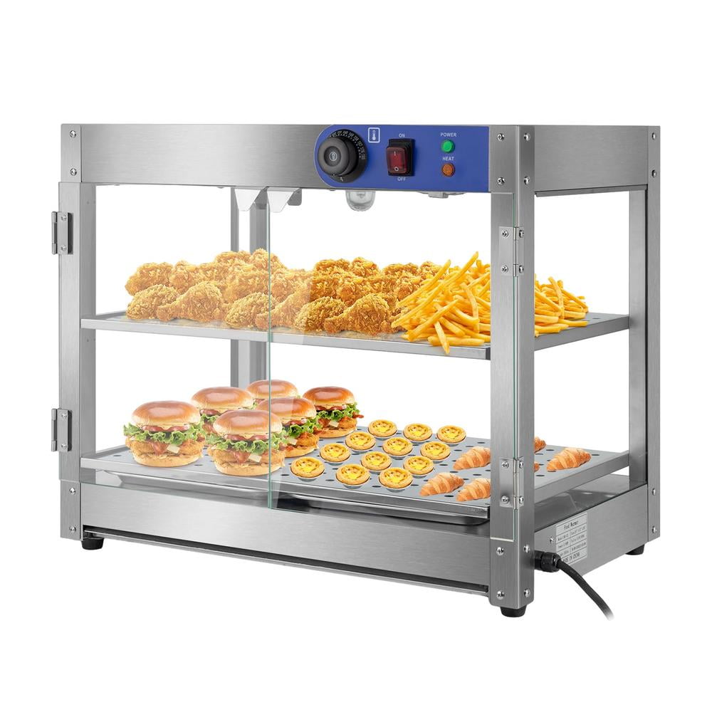Mulaxen Food Warmer Display Case 110V Adjustable 2-Tier Pizza Warmer ...