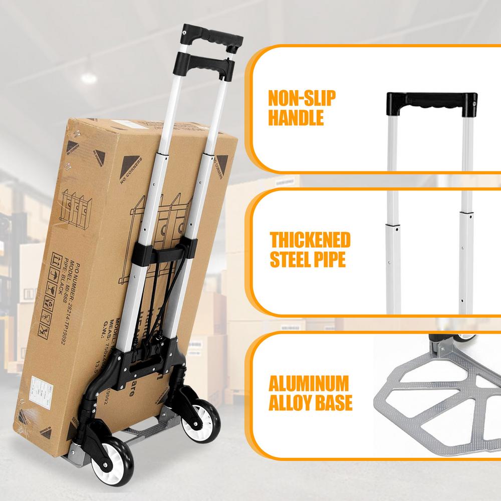 Mulaxen Hand Truck Handcart Push Manual Trolley Heavy Duty Rubber ...