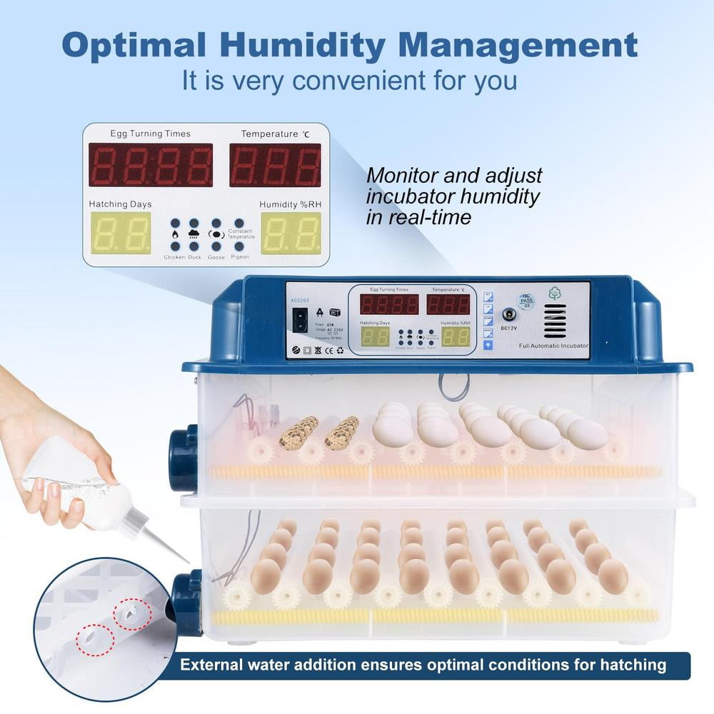 Mulaxen Humidity Control Egg Incubators Egg Turning Intelligent Hatcher Humidity Monitoring ...