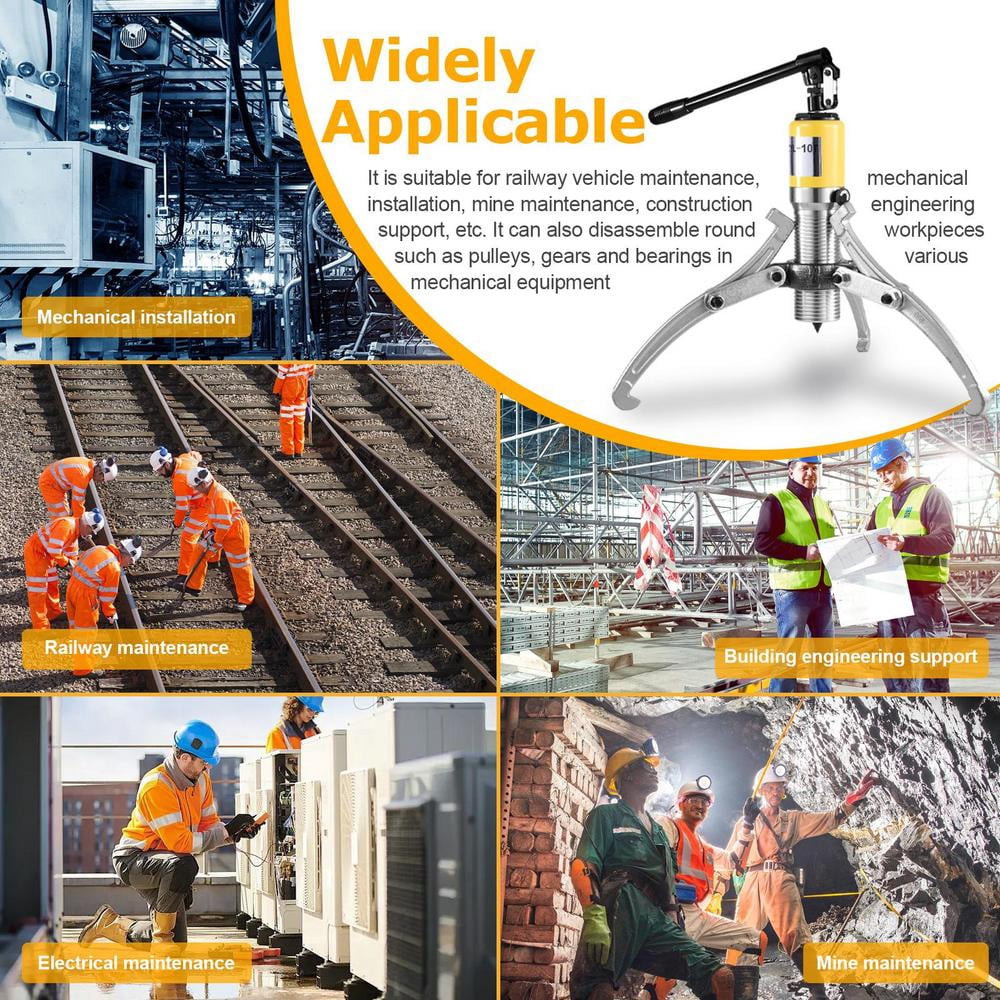 Mulaxen Hydraulic Bearing Puller 10 Ton Heavy Duty Hydraulic 3-Jaw ...