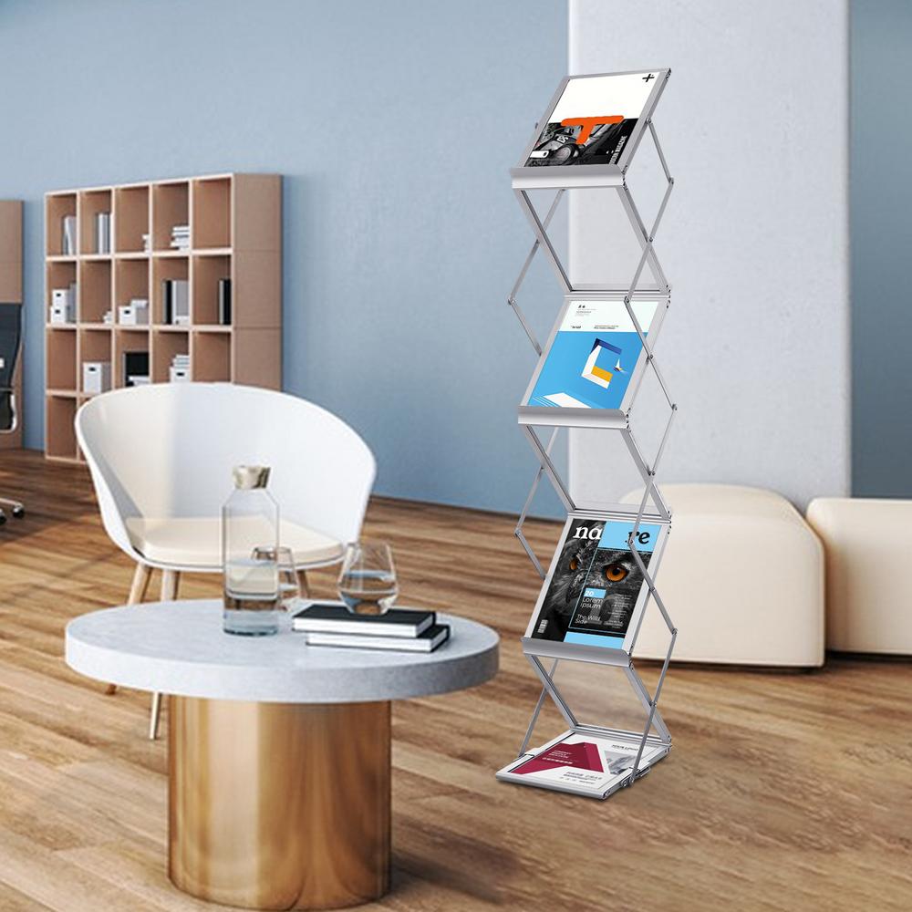 Mulaxen Magazine Rack ,4th of July Decorations Foldable Aluminum Magazine Rack, Portable Pop-Up ...