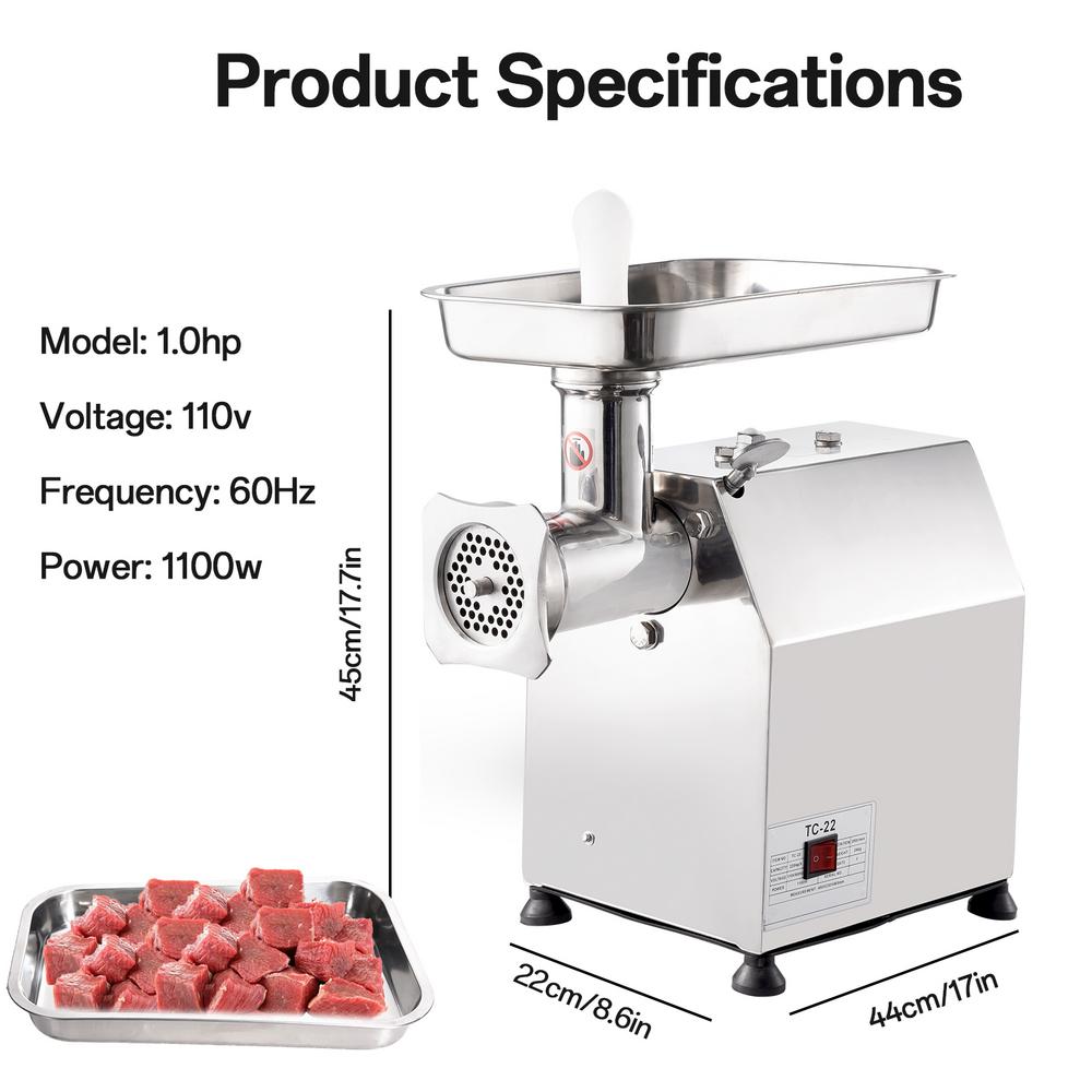 Mulaxen Meat Grinding Machine Electric Meat Mincer Tool 110V Stainless ...