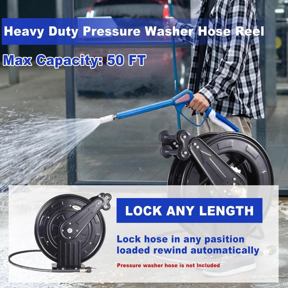 Mulaxen Pressure Washer Hose Reel Auto-Retractable Washer Hose Reel in ...