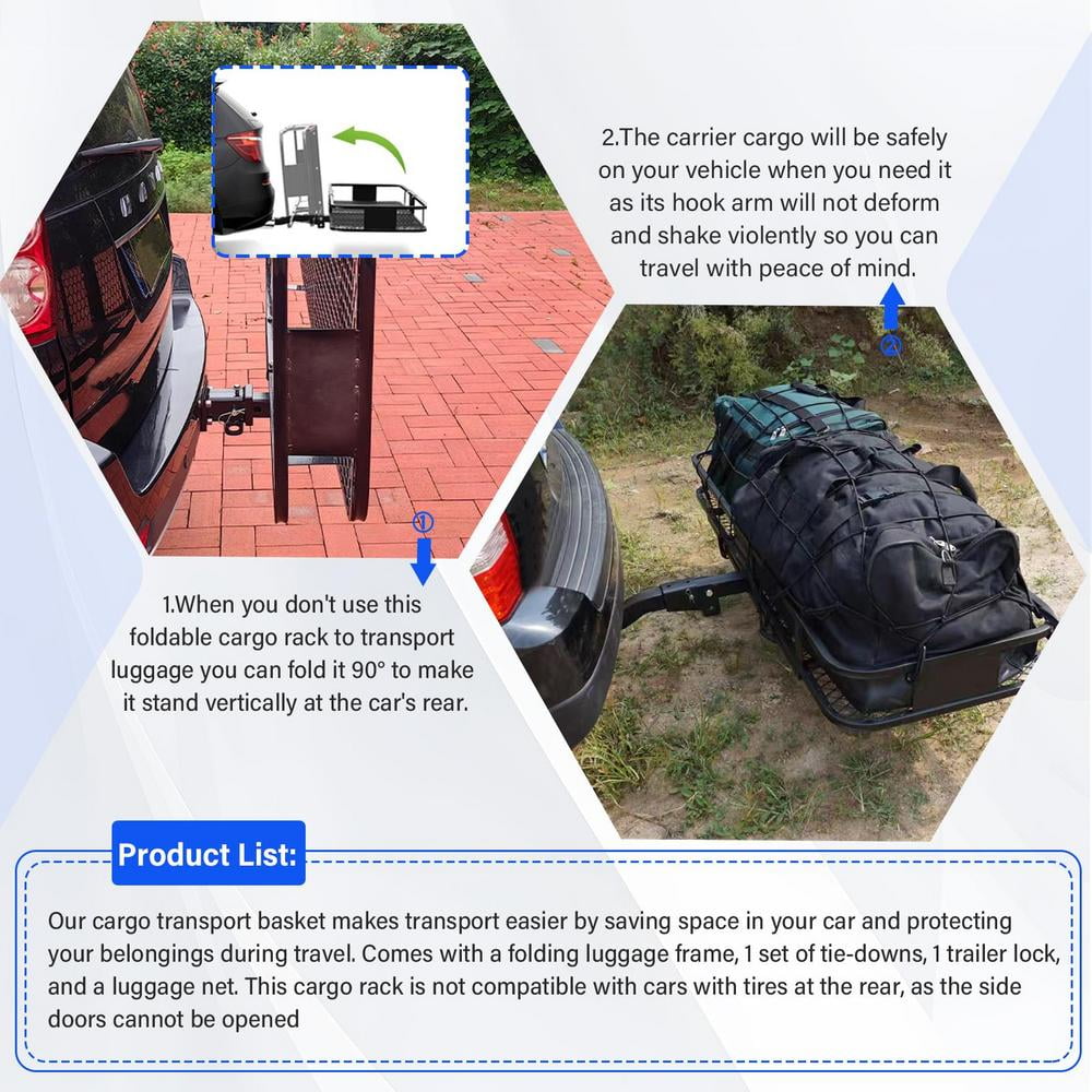 Mulaxen Rear Cargo Rack For Suv Hitch Mount Vehicle Cargo Basket ...