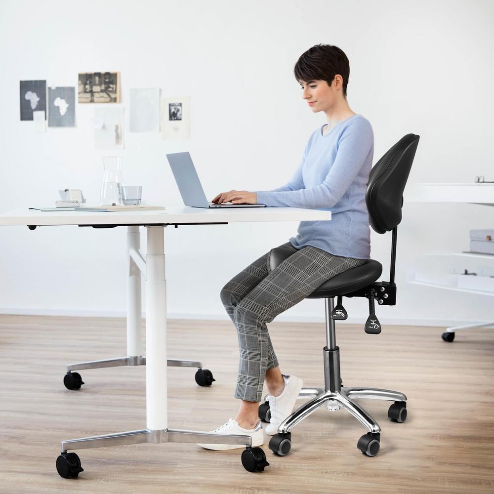 Mulaxen Saddle Stool Chair Adjustable Hydraulic Stool Rolling ...