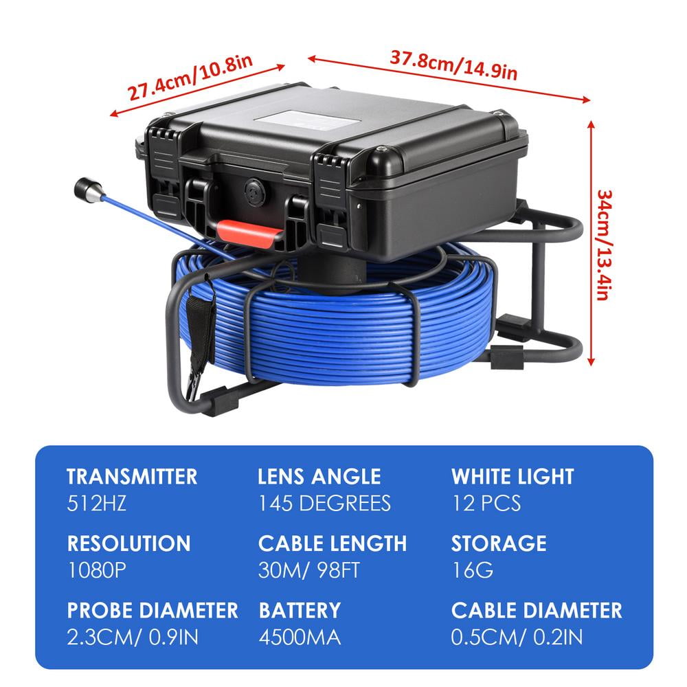 Mulaxen Sewer Camera Pipe Snake Camera with 512Hz Locator Drain Camera ...