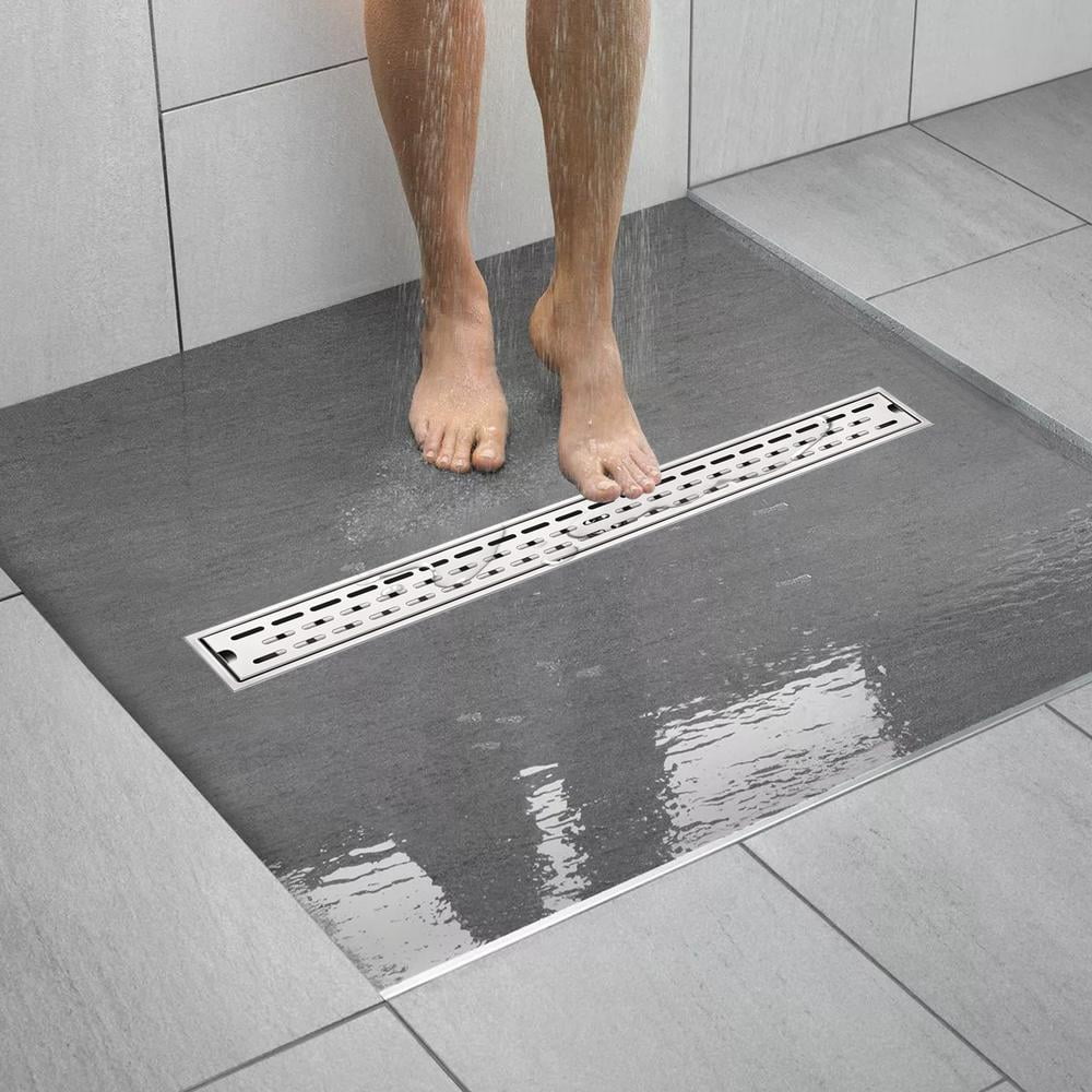 Mulaxen Shower Drain, Linear Shower Drain 35 Inch(Brushed Nickel ...