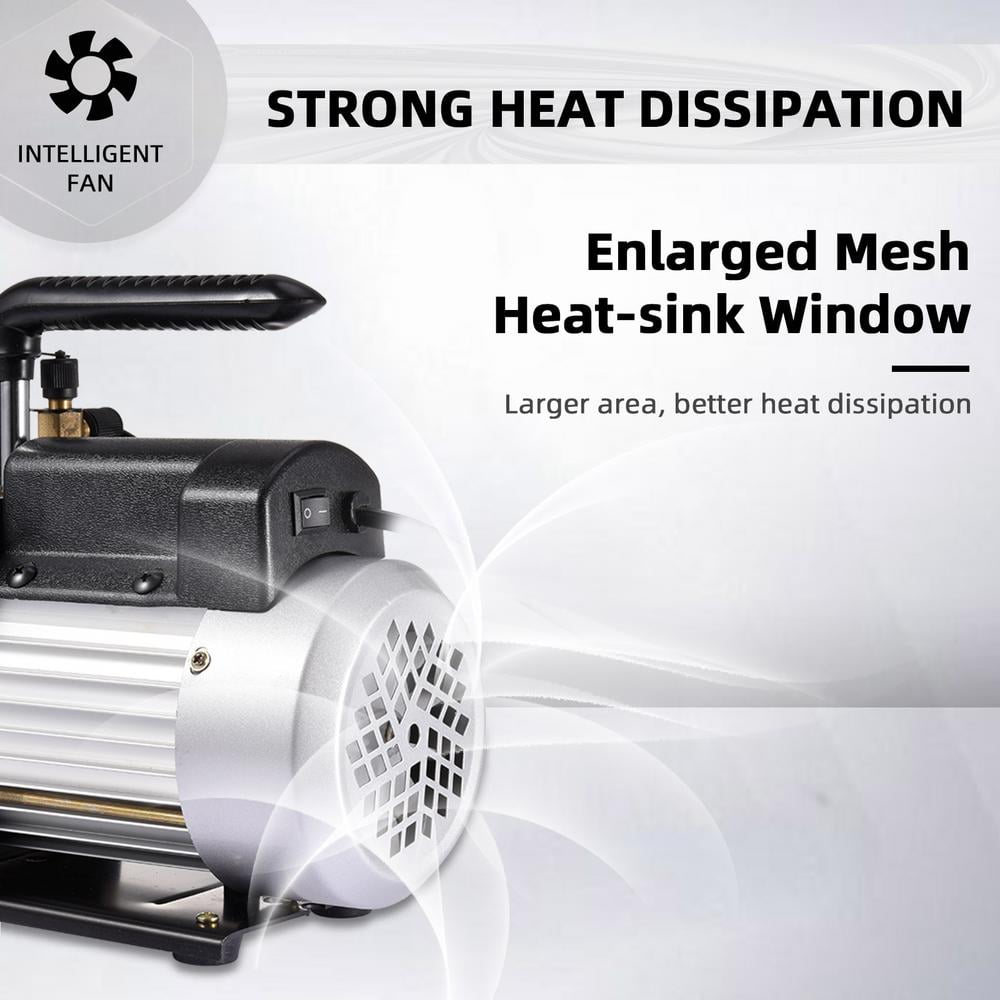 Mulaxen Single Stage Rotary Vane Air Vacuum Pump Manifold Gauge Set Kit with Leak Detector Carry ...