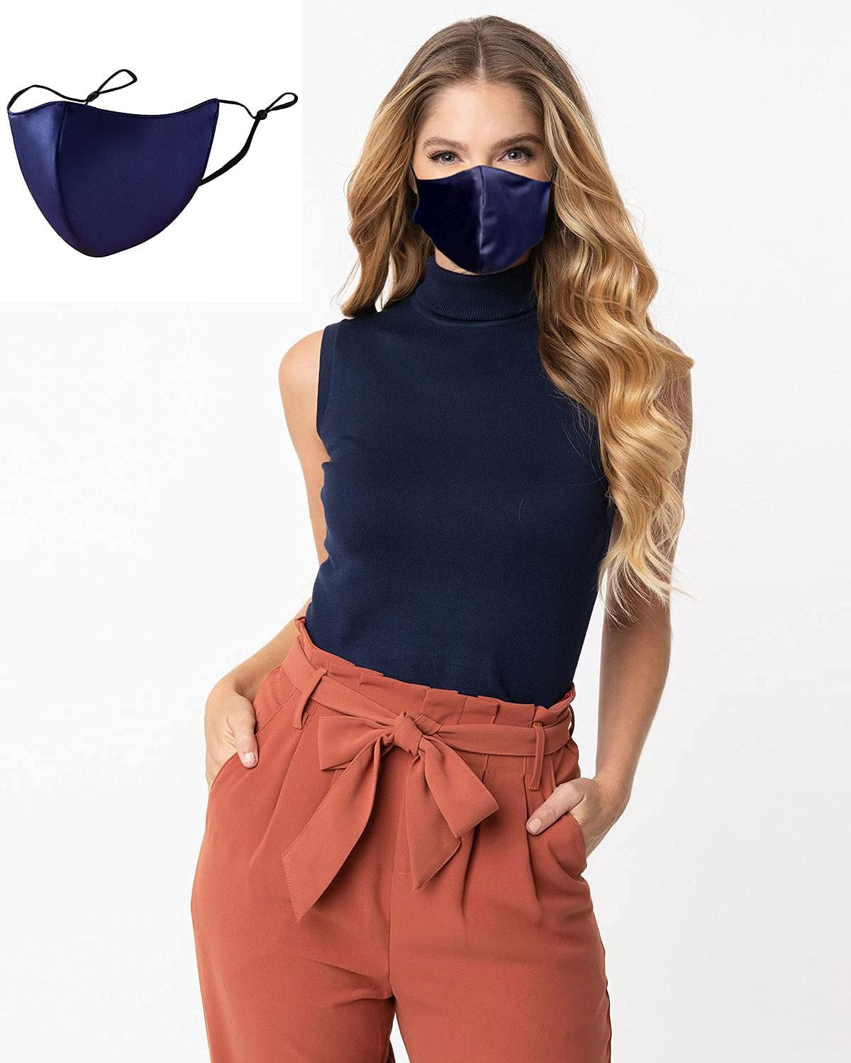 Mulberry Silk fashion mask-adjustable lacing -Blue - Walmart.com