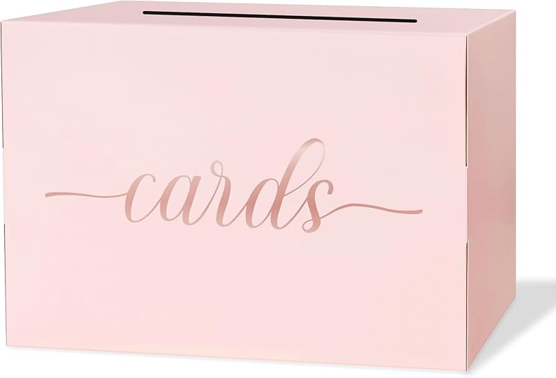 Mulbozy White Wedding Card Box, Gift Cards Box Holder with Gold Foil ...