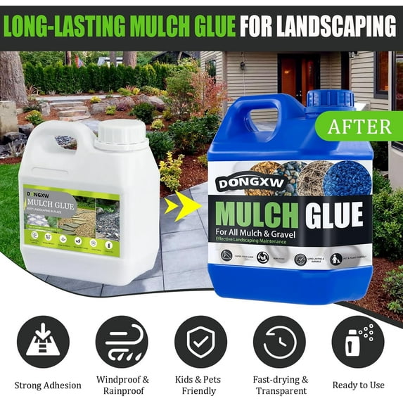 Mulch Glue for Landscaping 1.25 Gallon, Long-Lasting Rock Glue Gravel ...