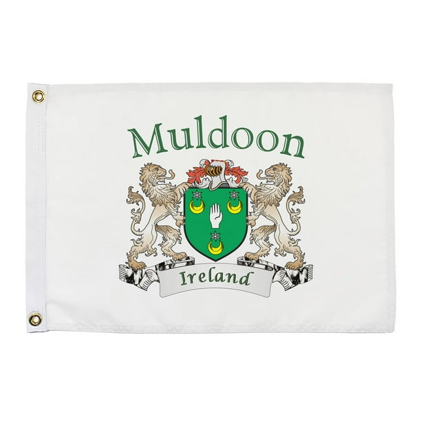 Muldoon Irish Coat of Arms Small White Flag - 16"x10.5" inches ...