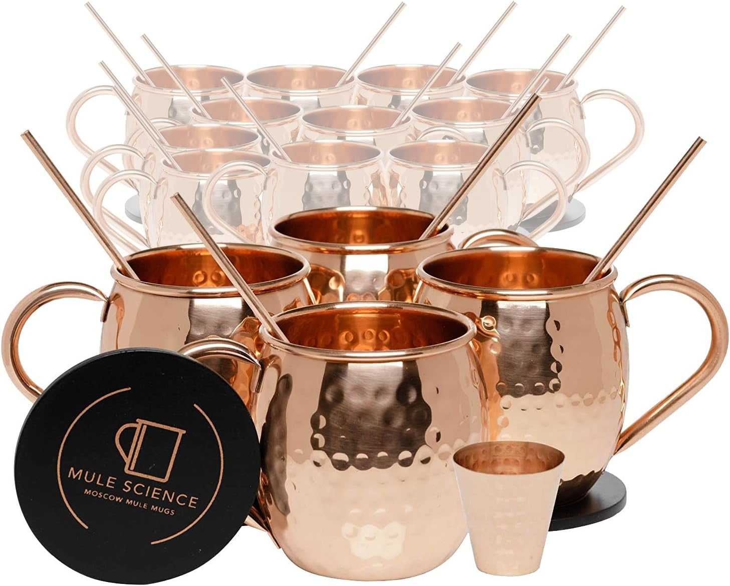 Mule Science Authentic Moscow Mule Copper Mugs Set of 16 (16oz) | Solid ...
