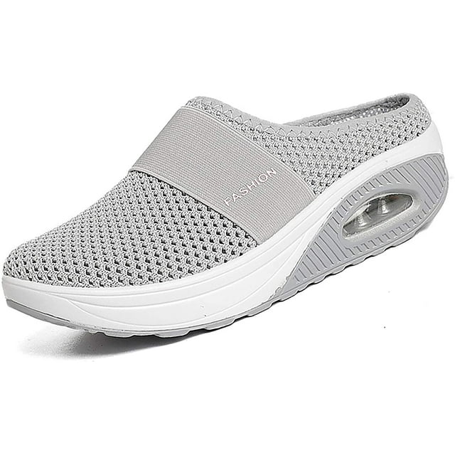 Mules Clogs for Women Air Cushion Platform Mesh Mules Sneaker Sandals ...