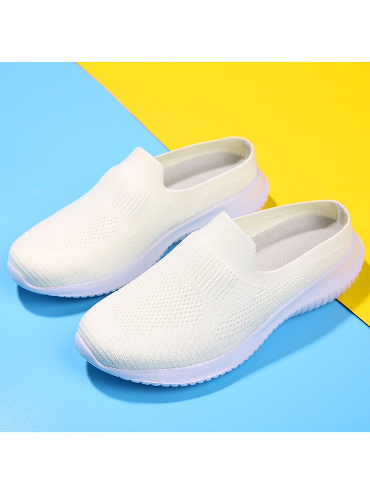 Mules Shoes for Women Slip on Sneakers Backless Walking Shoes Black ...