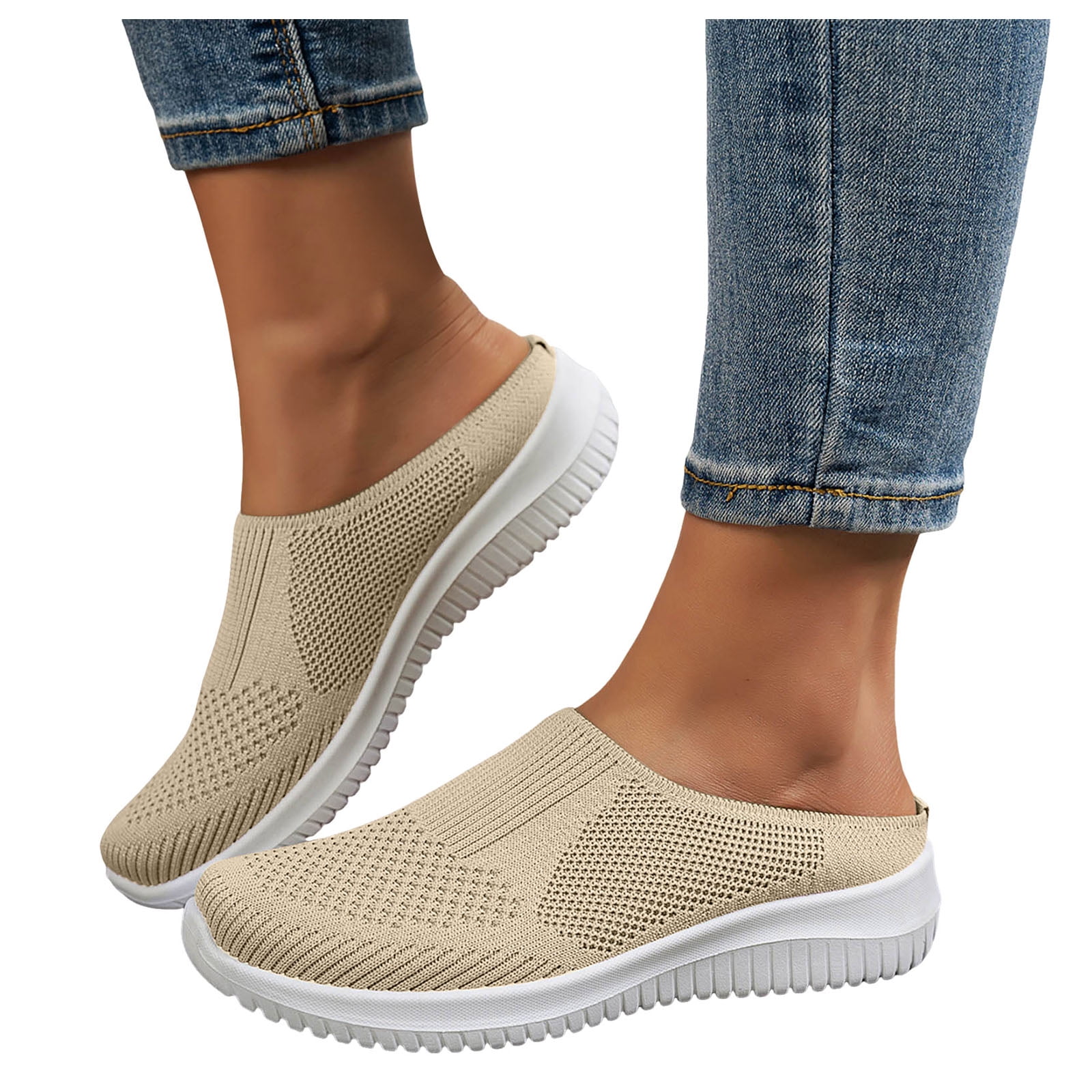 Mules Sneakers for Women Comfortable Breathable Wide Feet Mesh Slip on ...