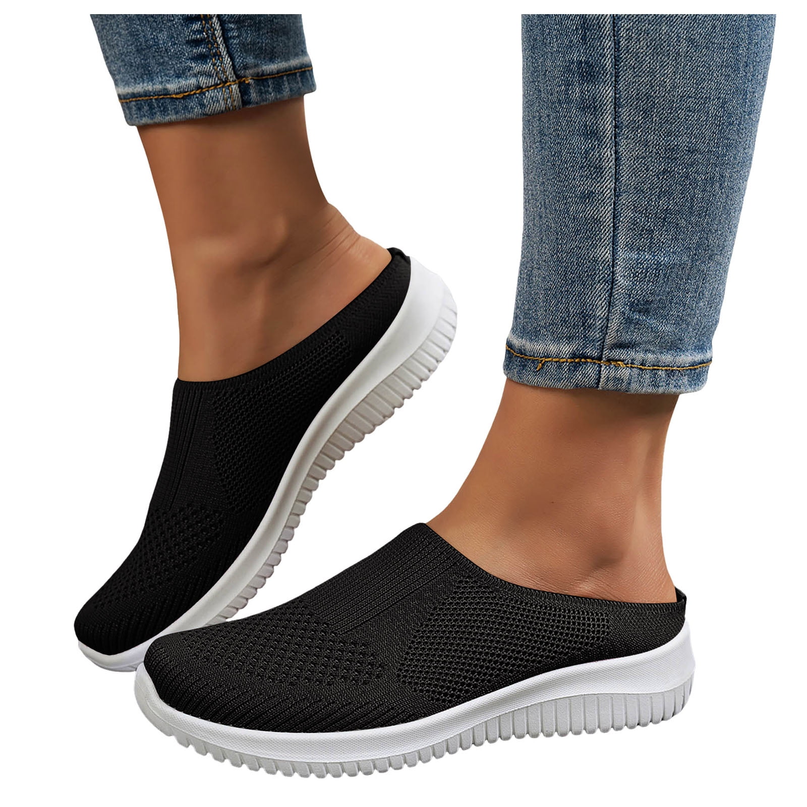 Mules Sneakers for Women Comfortable Breathable Wide Feet Mesh Slip on ...