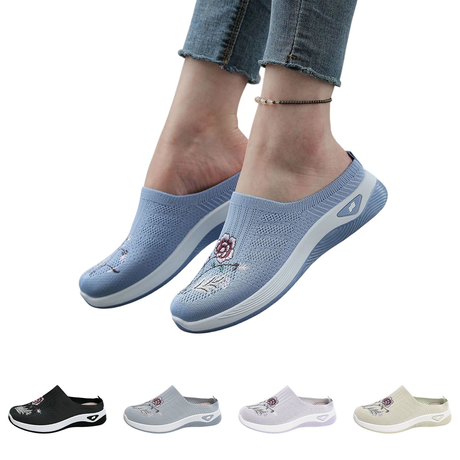 Mules for Women 2026 Backless Walking Sneakers Summer Slip-On Mule ...
