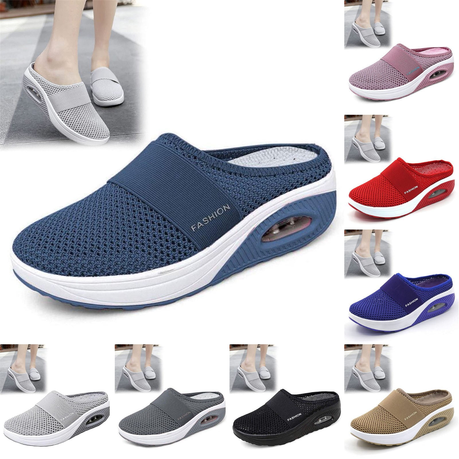 Mules for Women 2026 Backless Walking Sneakers Summer Slip-On Mule ...