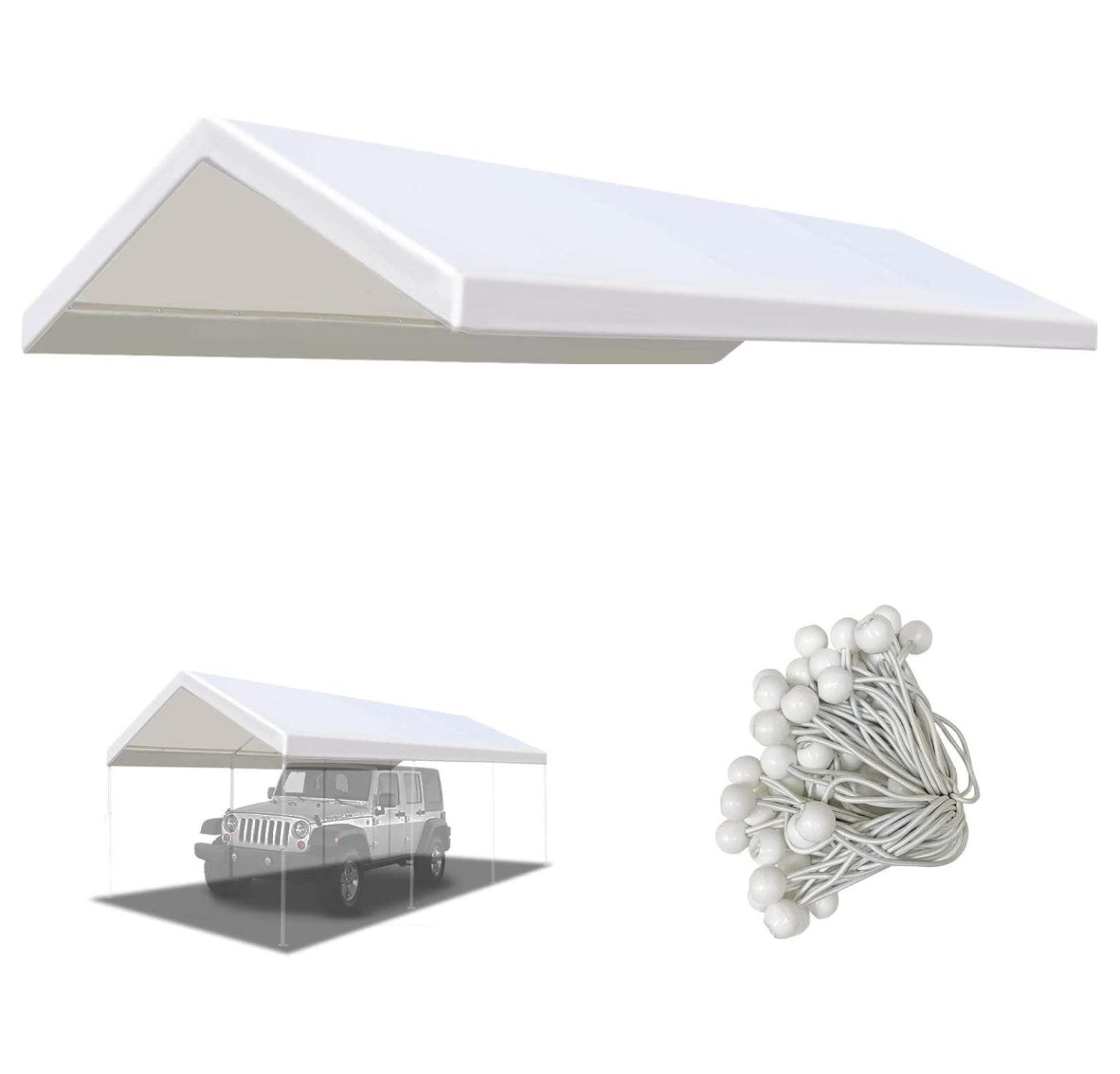 Muli-ti Size Carport Replacement Canopy Garage Top Tarp Shelter Cover w ...