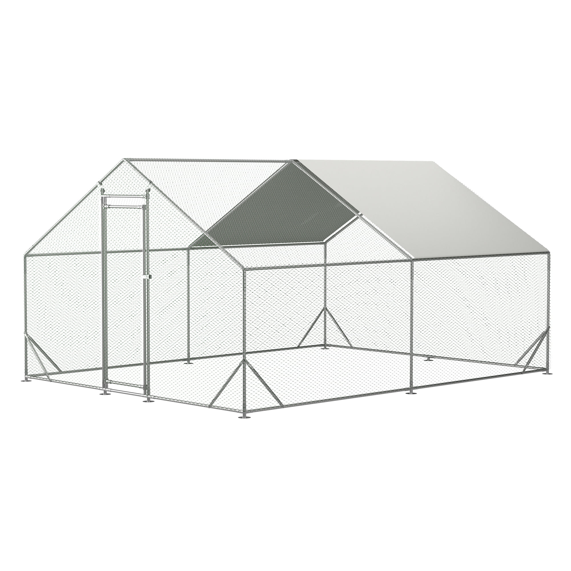 Mulinsonfly Large Walk-In Metal Chicken Coop - Galvanized Steel ...
