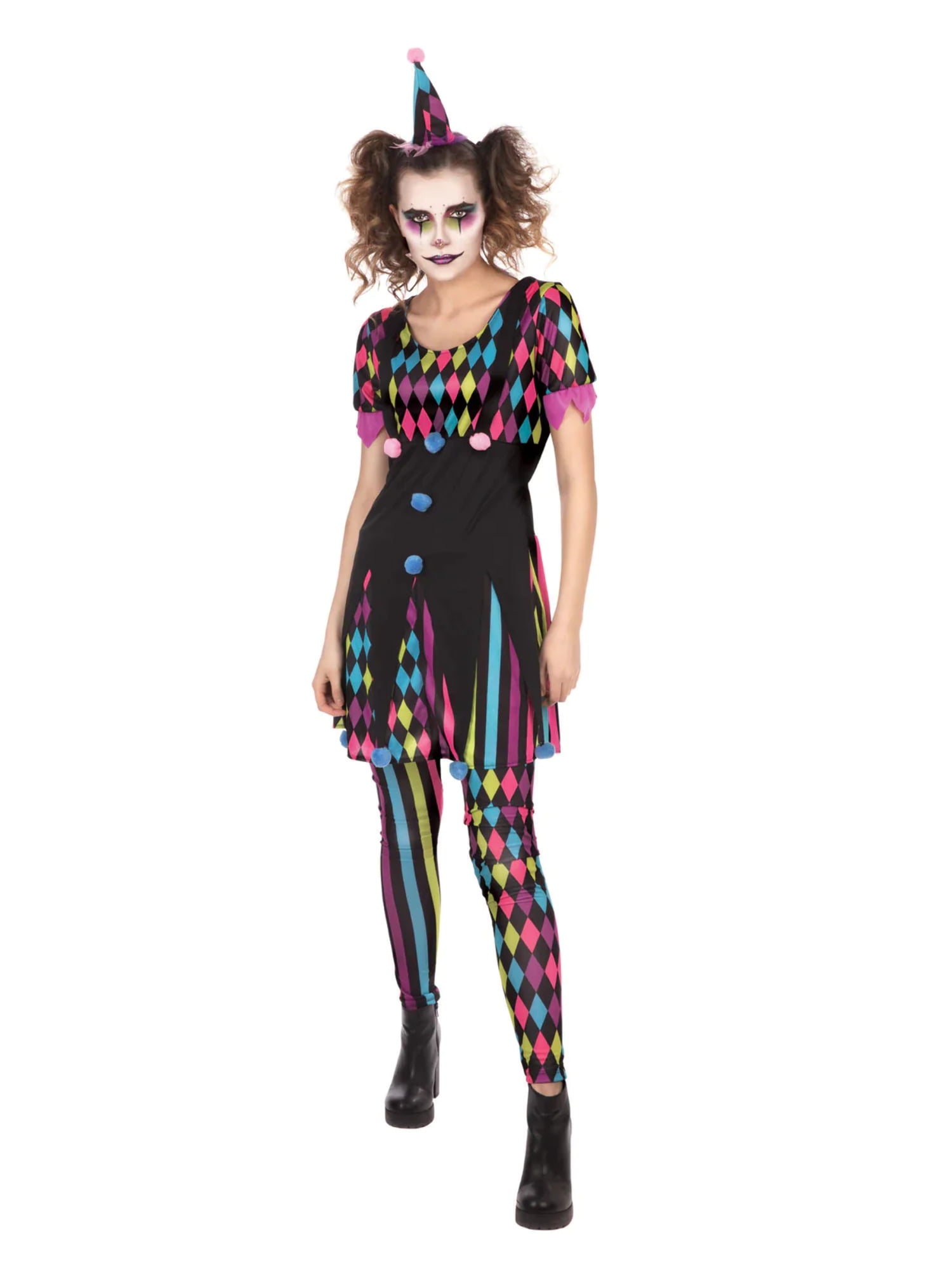 Mulitcolour Mischief Jester Clown Costume for Women - Walmart.com