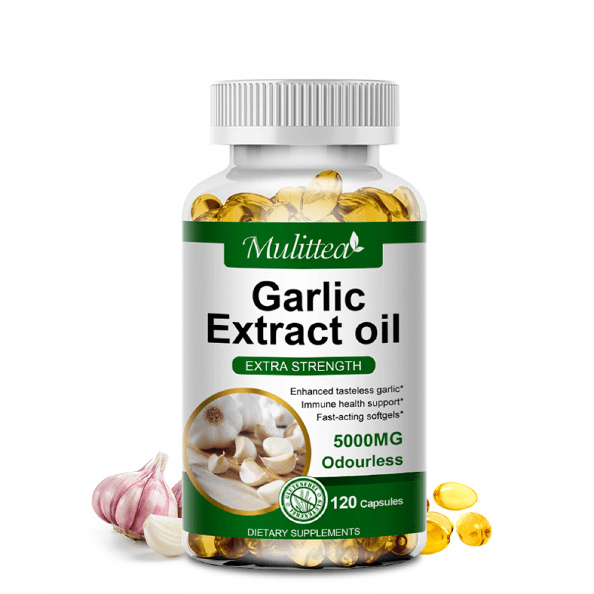 Mulittea Organic Garlic Capsules 5000mg for Promote Cardiovascular and ...