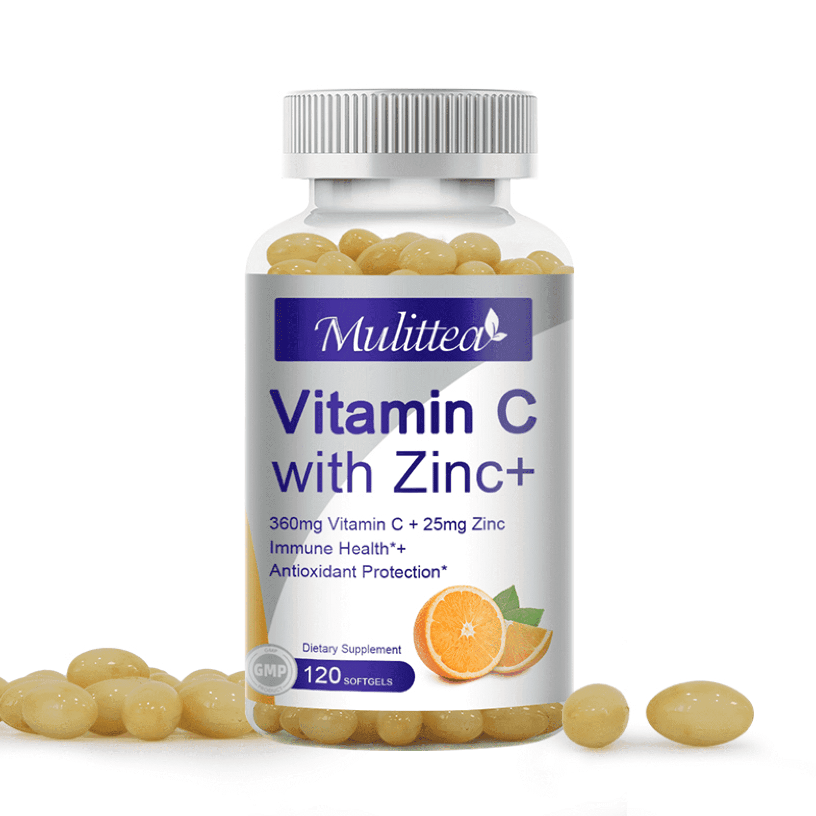 Mulittea Vitamin C with Zinc - Vitamin C 360mg and Zinc 25mg Supplement ...