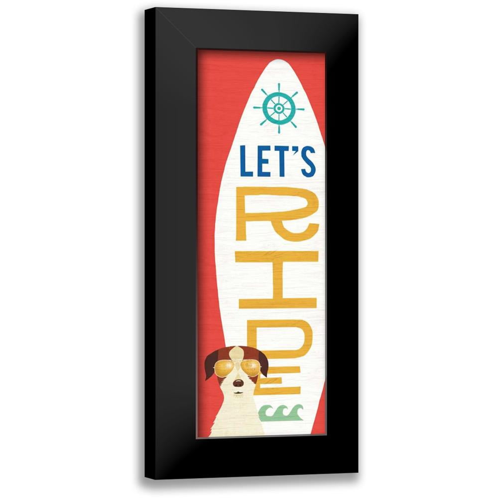 Mullan, Michael 7x14 Black Modern Framed Museum Art Print Titled - Beach Bums Terrier Surf Board ...